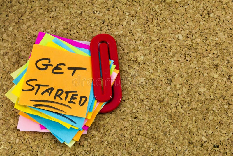 Get Started Begin List Postit Notes Stock Photo - Image of paper, pile ...