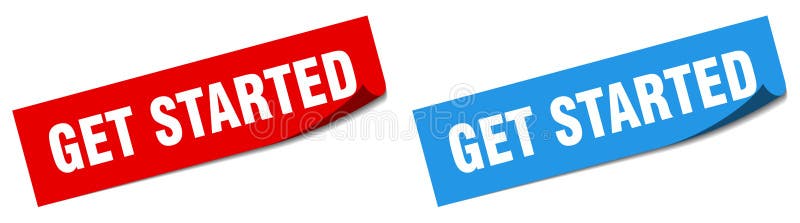 Get started sticker. stock vector. Illustration of design - 153901168
