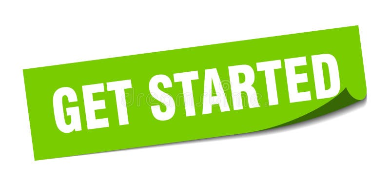 Get started sticker. stock vector. Illustration of design - 153901168