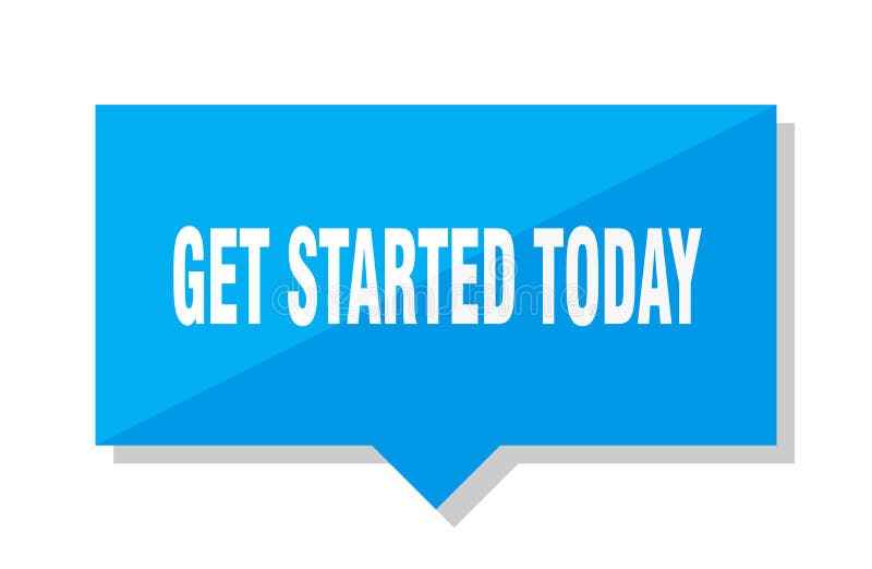 Get Started Blue Square Isolated Web Button Stock Vector - Illustration ...