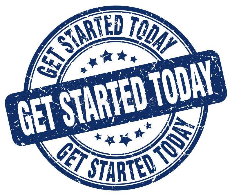 Get Started Blue Square Isolated Web Button Stock Vector - Illustration ...