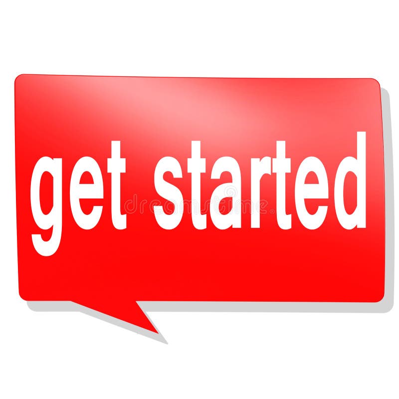 Get Started Word on Red Speech Bubble Stock Illustration - Illustration ...