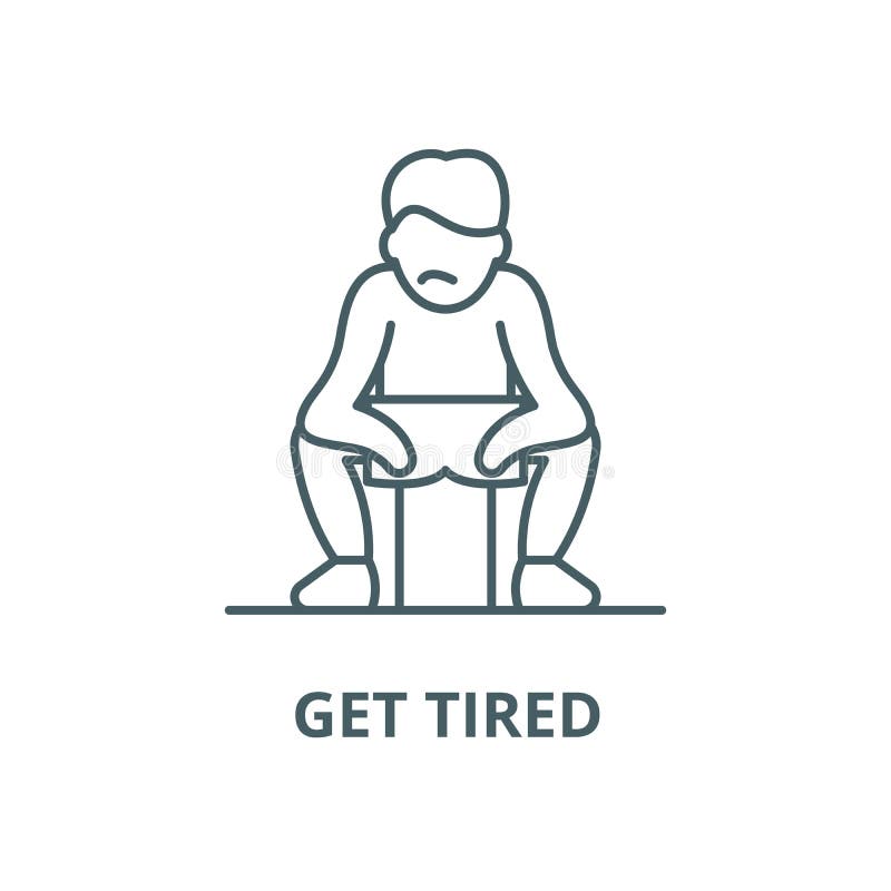 Tired at Work Line Icon Concept. Tired at Work Vector Linear ...