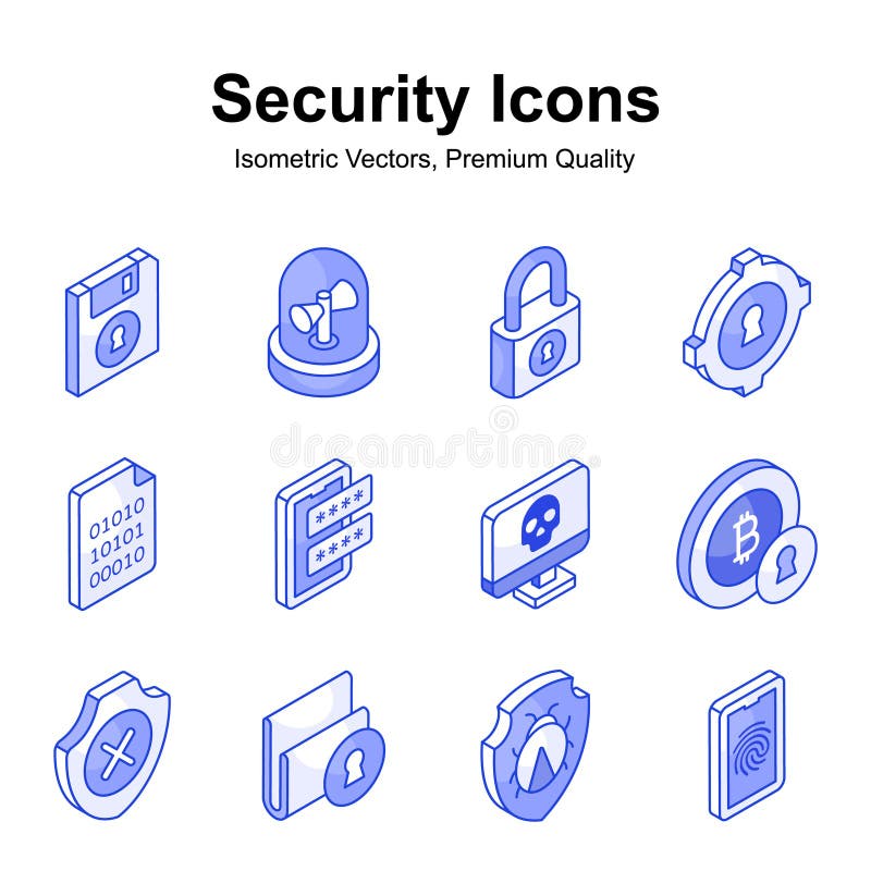 Security Siren, Protection and Security Vector Icons Set Cyber Computer ...