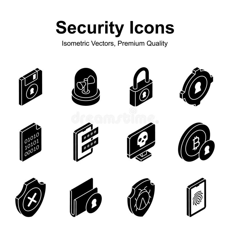 Security Siren, Protection and Security Vector Icons Set Cyber Computer Network Business Data ...