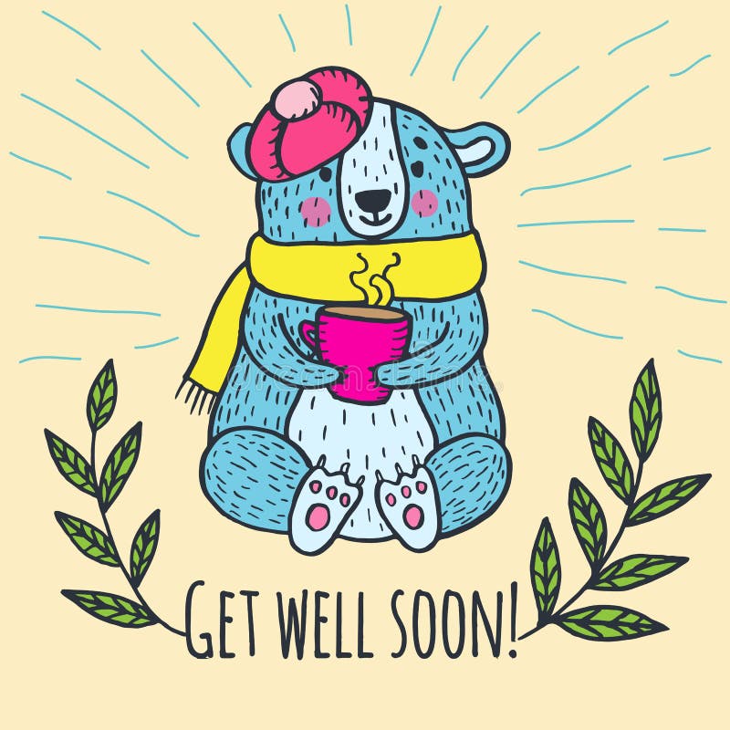 Get Well Soon Cartoon Character Stock Illustrations – 100 Get Well Soon ...