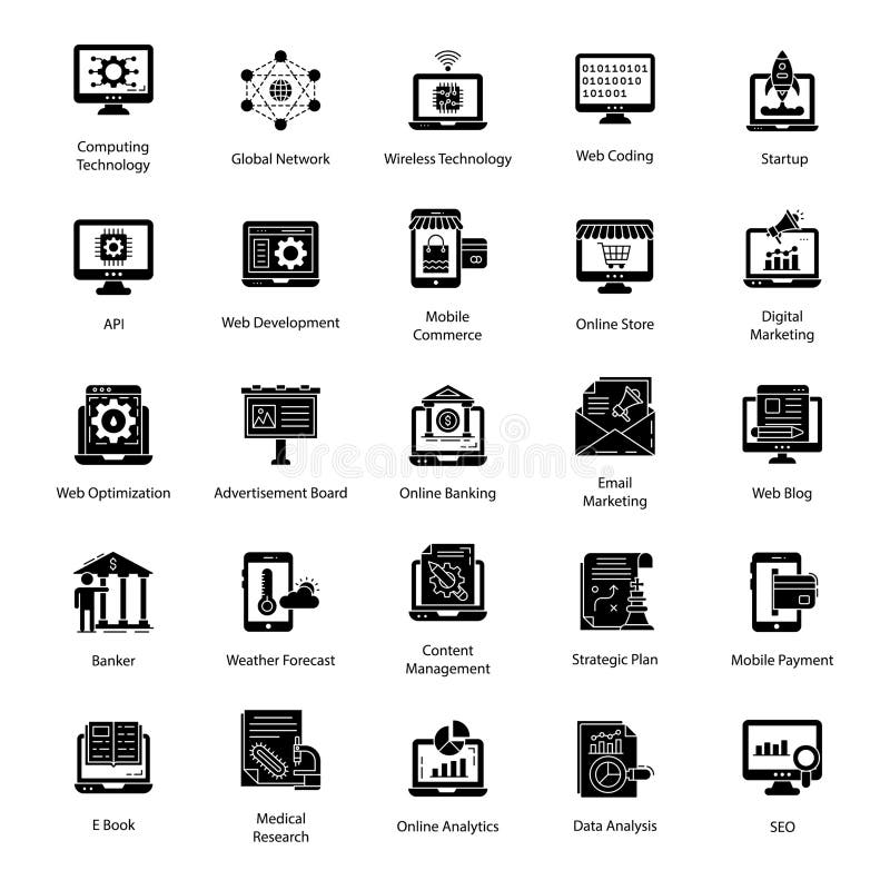 Banking Solid Vectors stock vector. Illustration of variations - 155225050