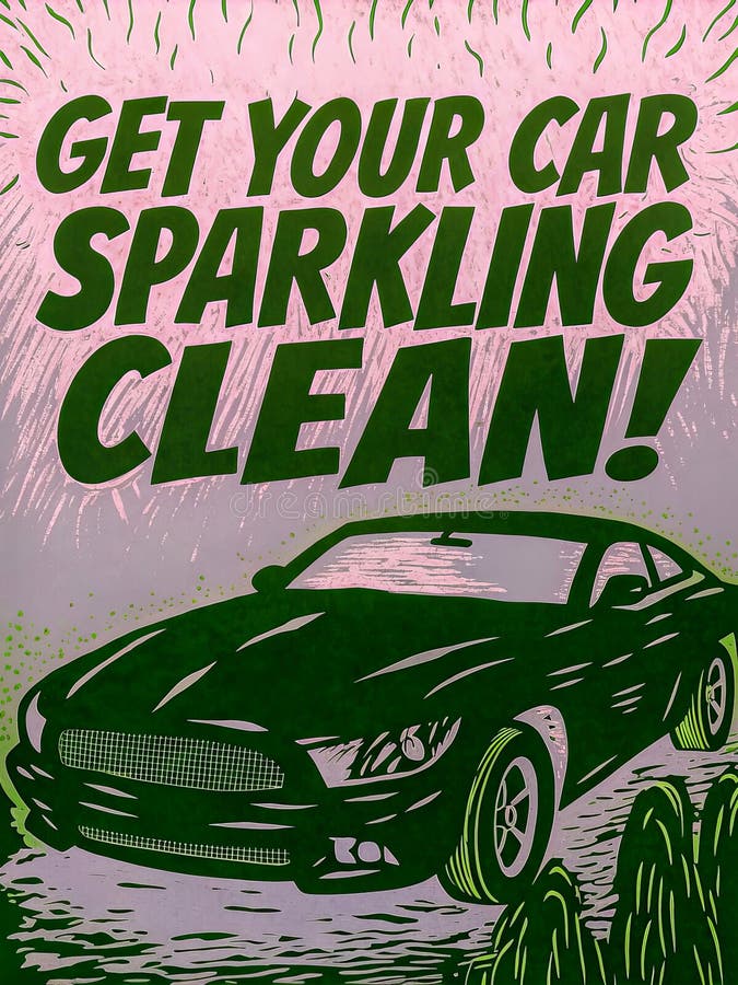Get Your Car Sparkling Clean Advertisement Poster Stock Illustration ...