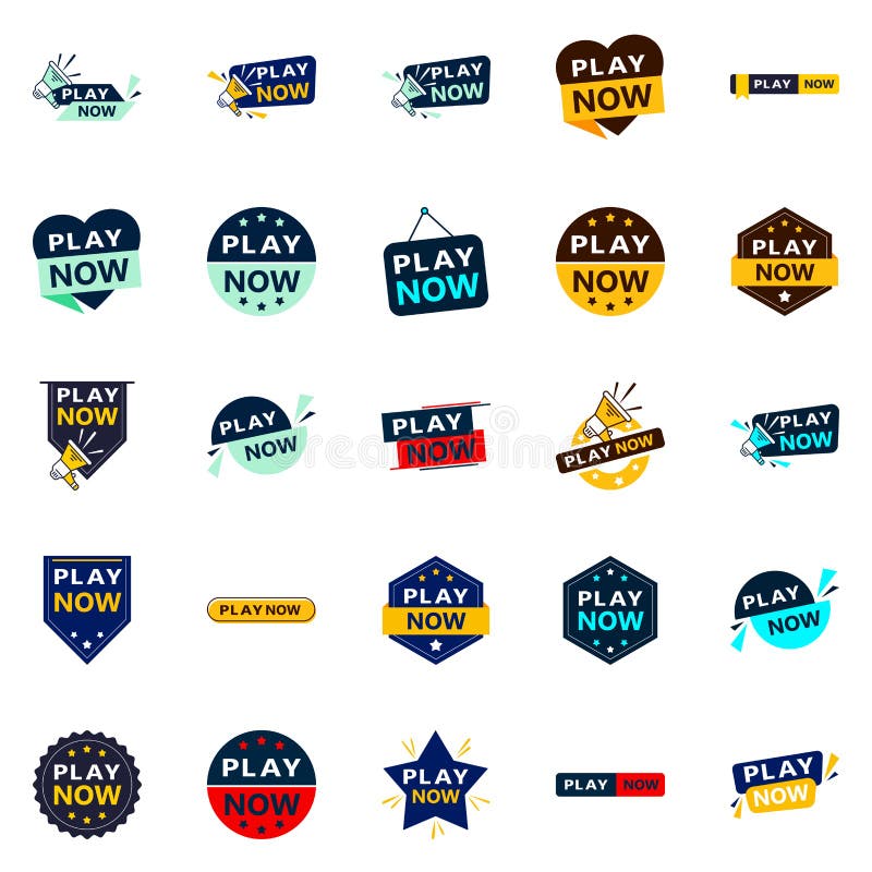 Get Your Customers Excited with Our Pack of 25 Play Now Banners Stock ...
