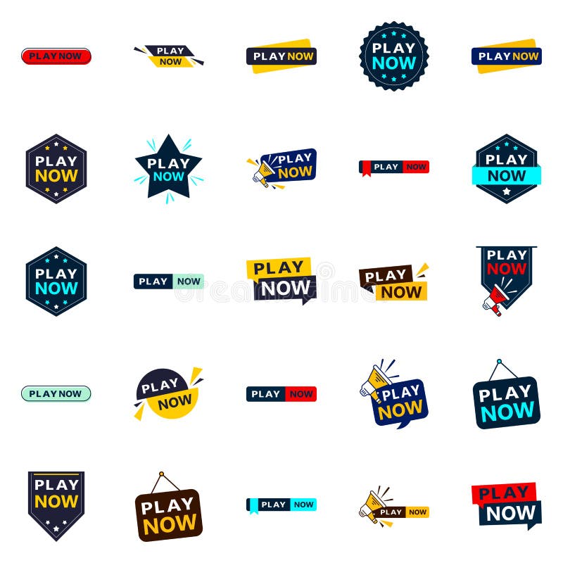 Get Your Customers Excited with Our Pack of 25 Play Now Banners Stock ...