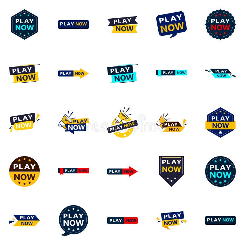 Get Your Customers Excited with Our Pack of 25 Play Now Banners Stock ...