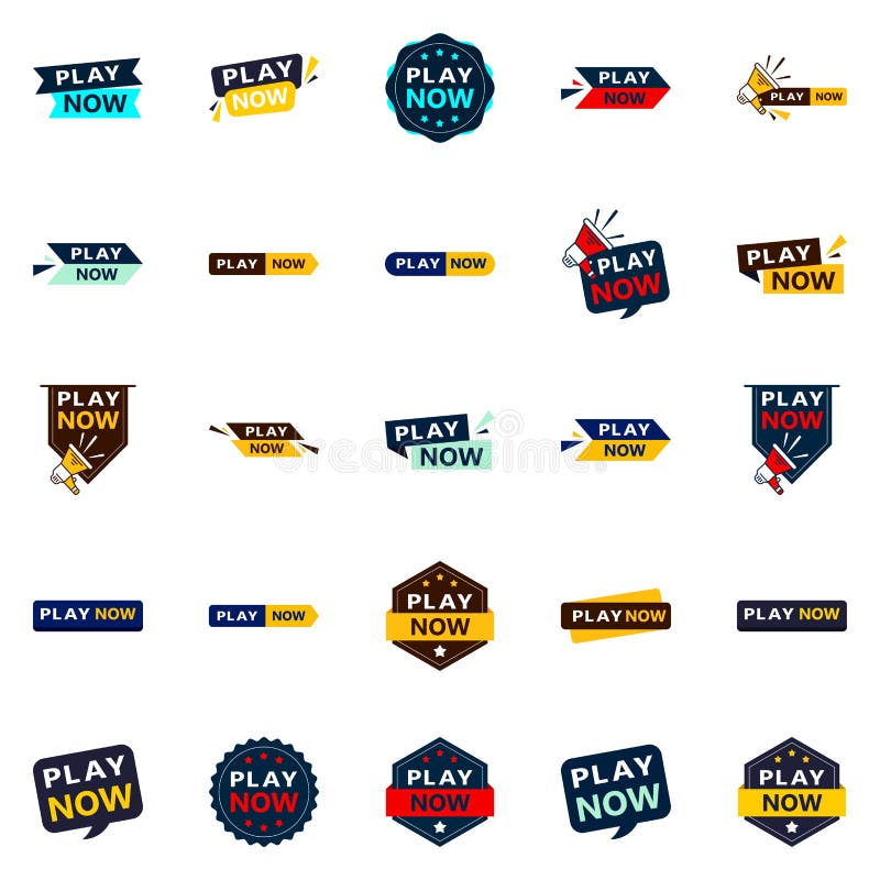 Get Your Customers Excited with Our Pack of 25 Play Now Banners Stock ...