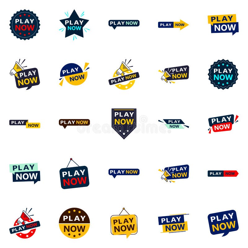 Get Your Customers Playing with Our Pack of 25 Play Now Banners Stock ...