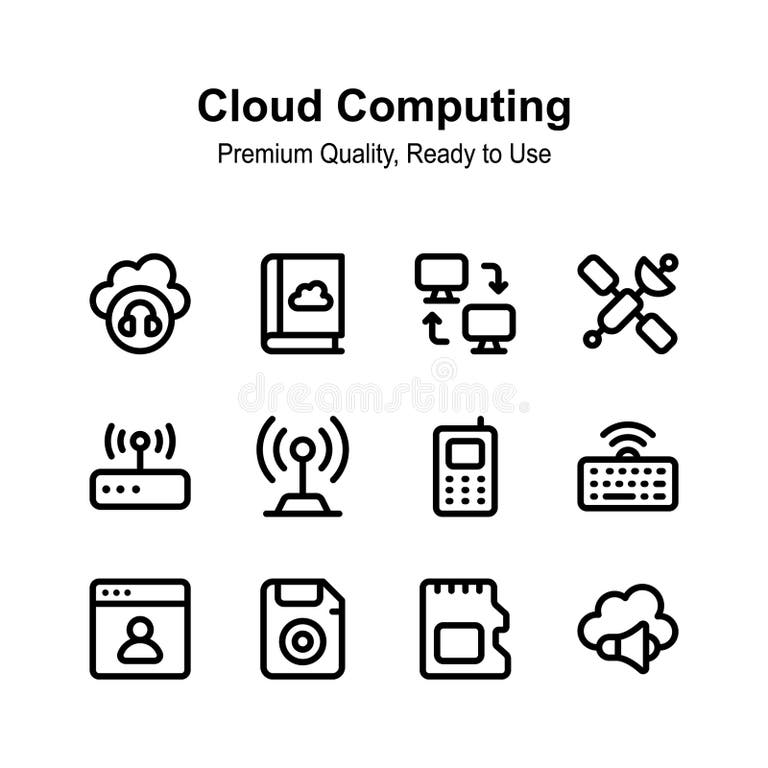 Get Your Hands on this Premium Cloud Computing Icons Set Stock Vector - Illustration of ...
