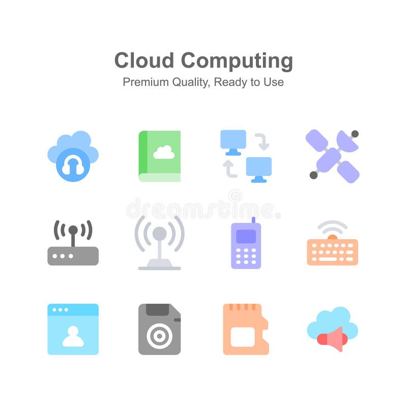 Get Your Hands on this Premium Cloud Computing Icons Set Stock Vector - Illustration of cloud ...