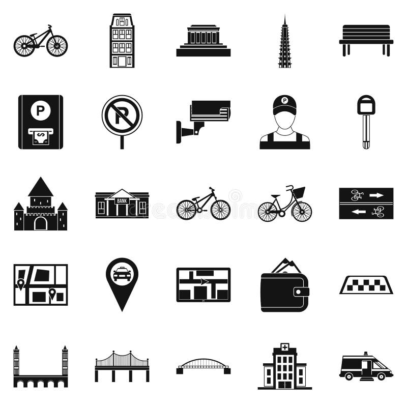 Getting Around the City Icons Set, Simple Style Stock Vector ...