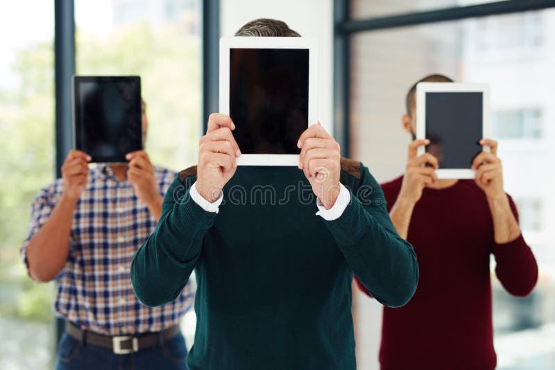 Getting Behind Technology. a Group of Businesspeople Standing with ...