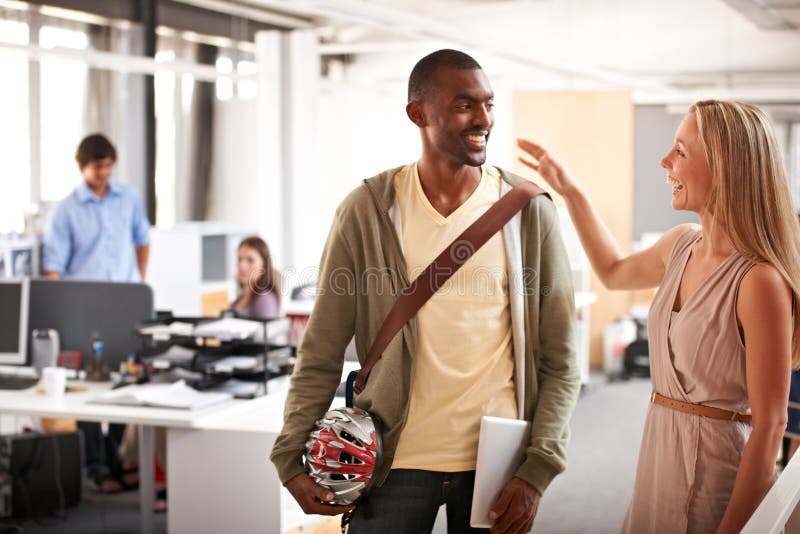 Getting Commended for Some Good Work. Two Friendly Business Colleagues ...