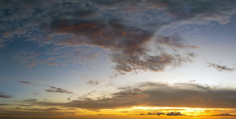 Getting Dark at Sundown. Sunset Sky with Scattered Clouds of Bright ...