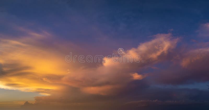 Getting Dark at Sundown. Sunset Sky with Scattered Clouds of Bright ...