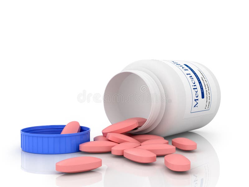 Pink Tablets in the Form of B12 in the Heart on a Blue Background ...