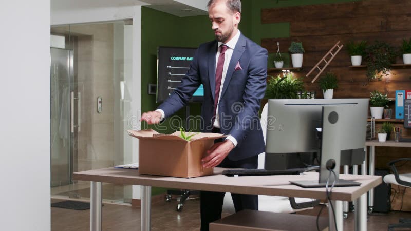 Getting Fired - Office Worker Packs His Things Stock Footage - Video of ...