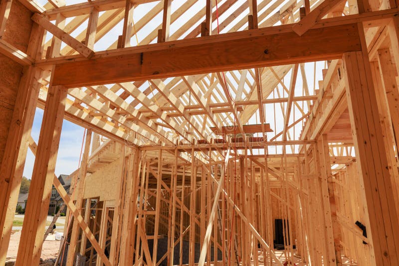 Getting the Framework for New House Up and Running. Stock Image - Image ...