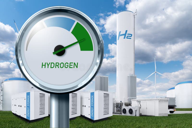 Getting Green Hydrogen from Renewable Energy Sources. Concept Stock ...