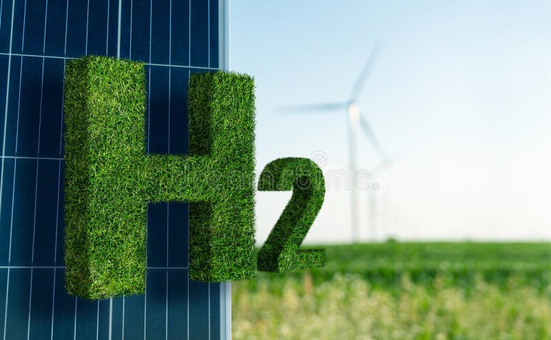 Getting Green Hydrogen from Renewable Energy Sources. Concept Stock ...
