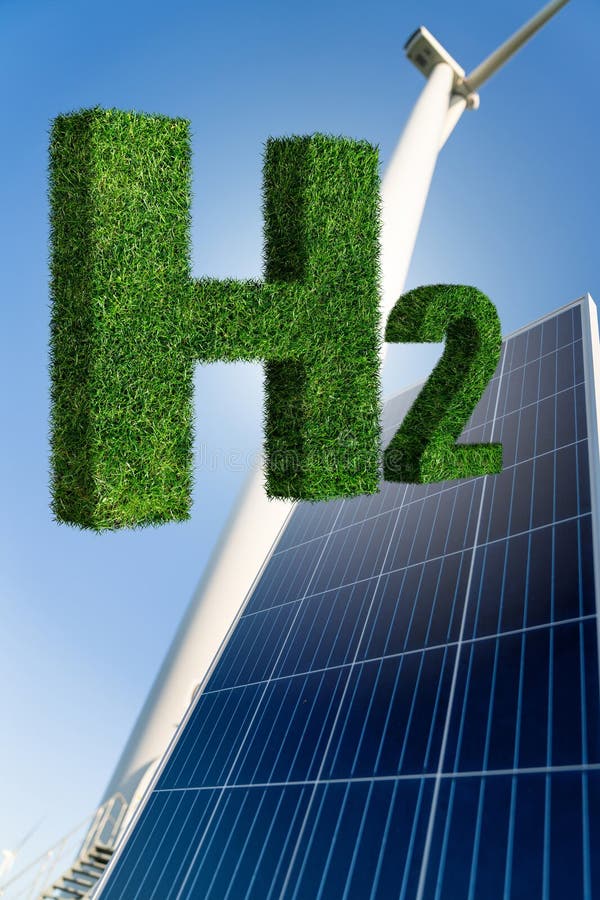 Getting Green Hydrogen from Renewable Energy Sources. Concept Stock ...