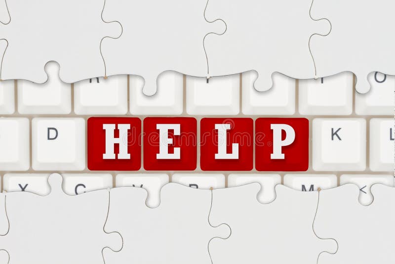 Getting Help on the Internet Concept with Puzzle and Keyboard Stock ...