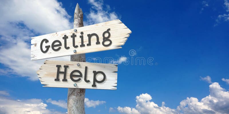 Getting Help - Wooden Signpost with Two Arrows Stock Image - Image of ...