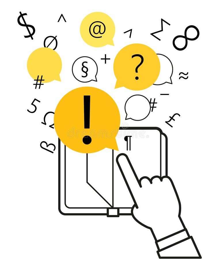 Getting Information Via Book Stock Vector - Illustration of flat, icons ...