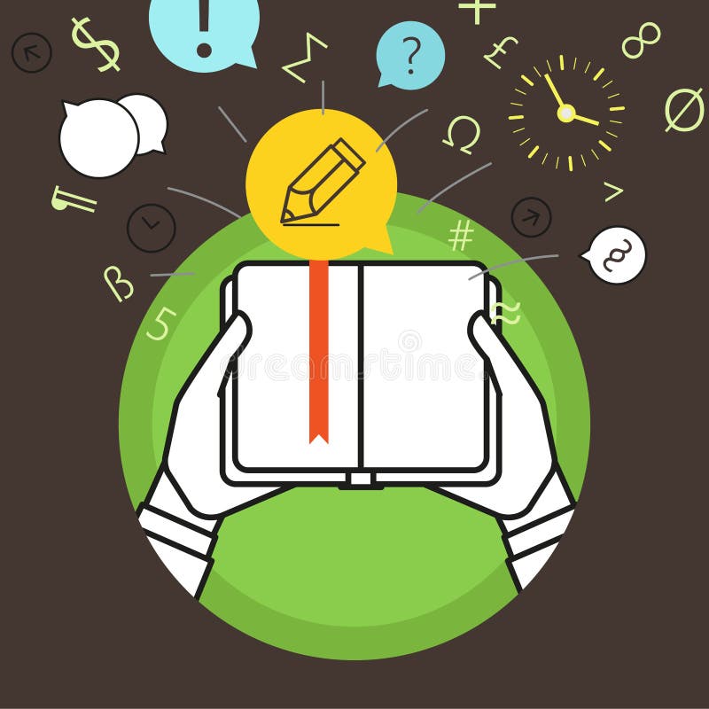 Getting Information Via Book Stock Vector - Illustration of flat, icons ...