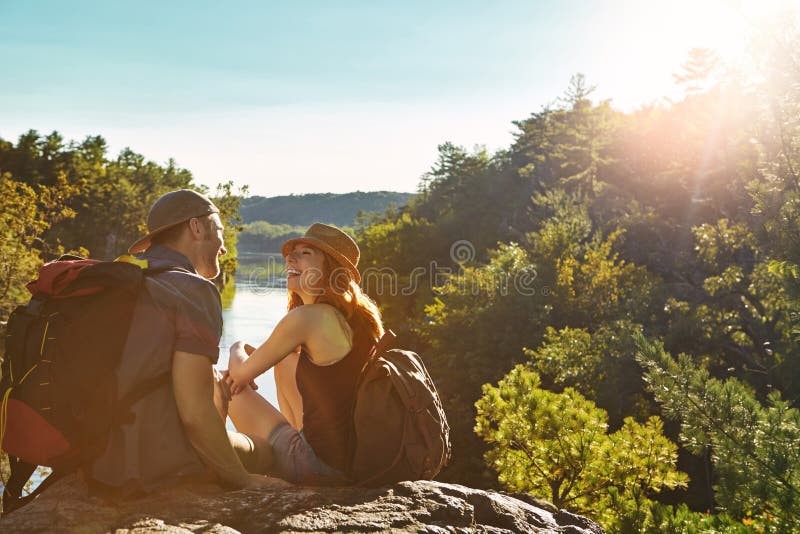 Getting Lost in Her Eyes. an Affectionate Young Couple Hiking while on ...
