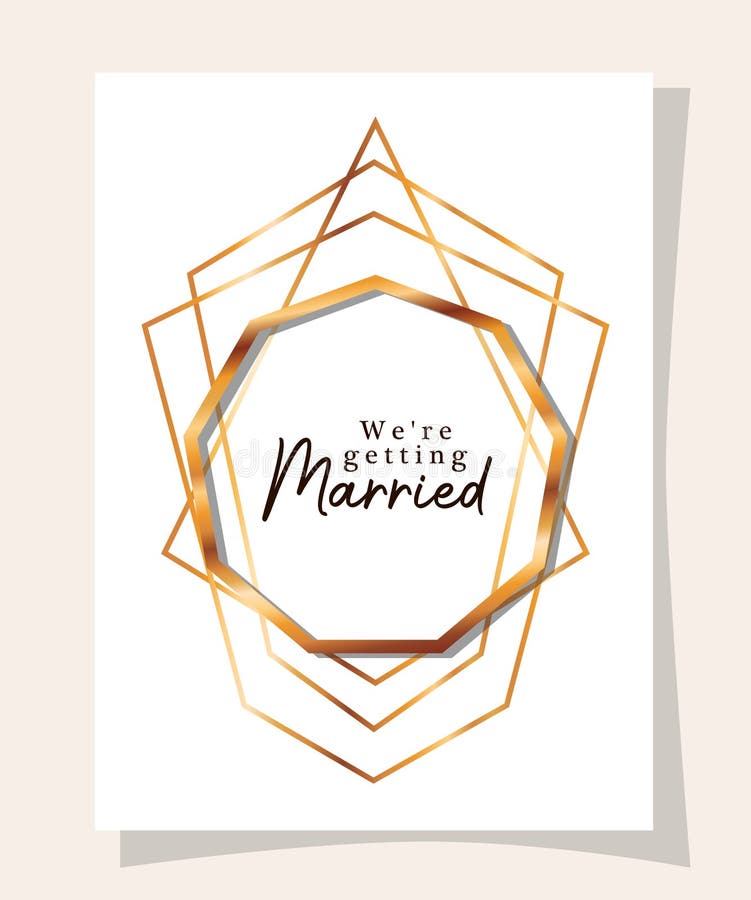 We are Getting Married Text in Gold Circle of Wedding Invitation Vector ...