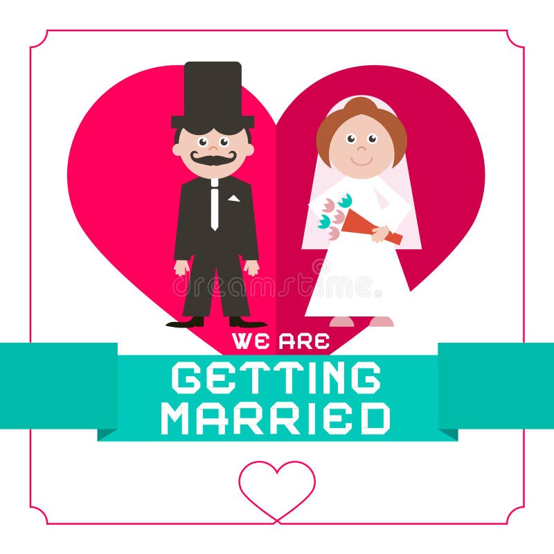 We are Getting Married Vector Flat Design Card Stock Vector ...