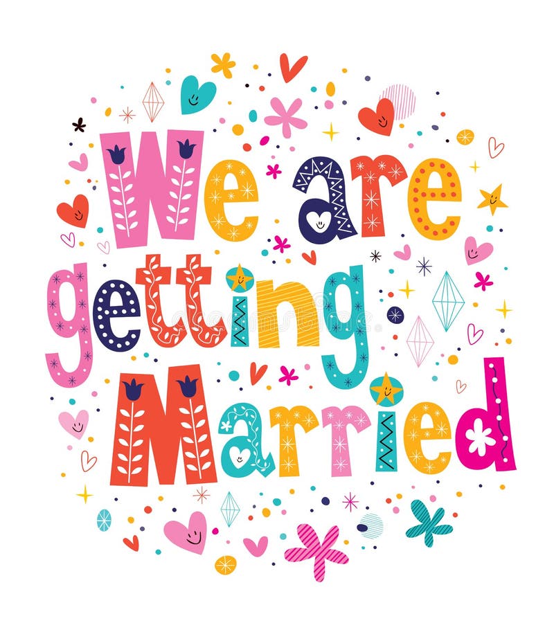 We are Getting Married Wedding Invitation Card Lettering Decorative ...