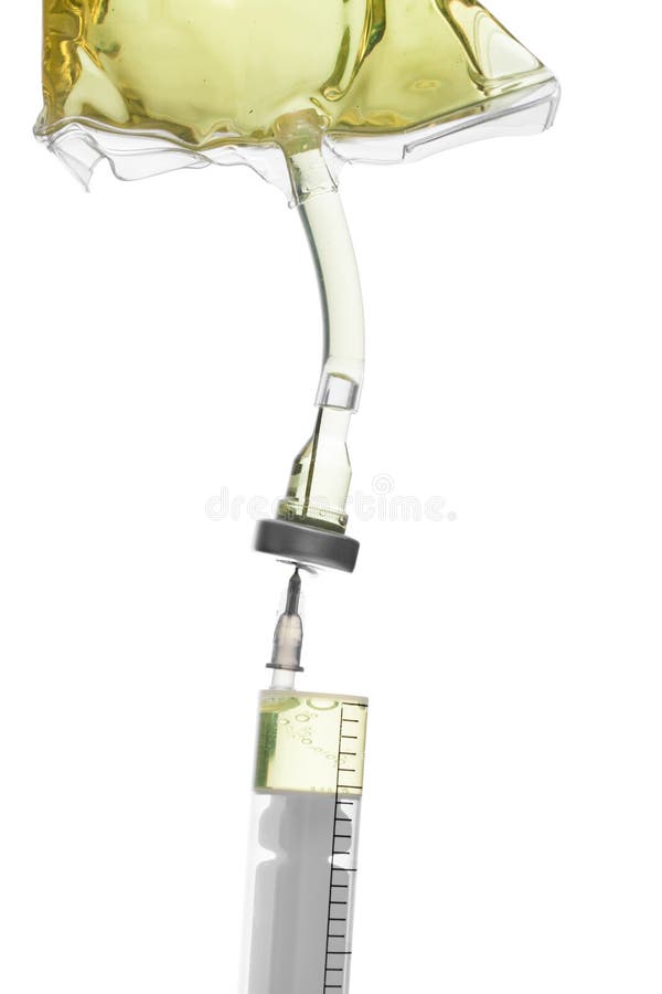 Getting Medicine into Syringe from a Pack with Medical Solution Stock ...