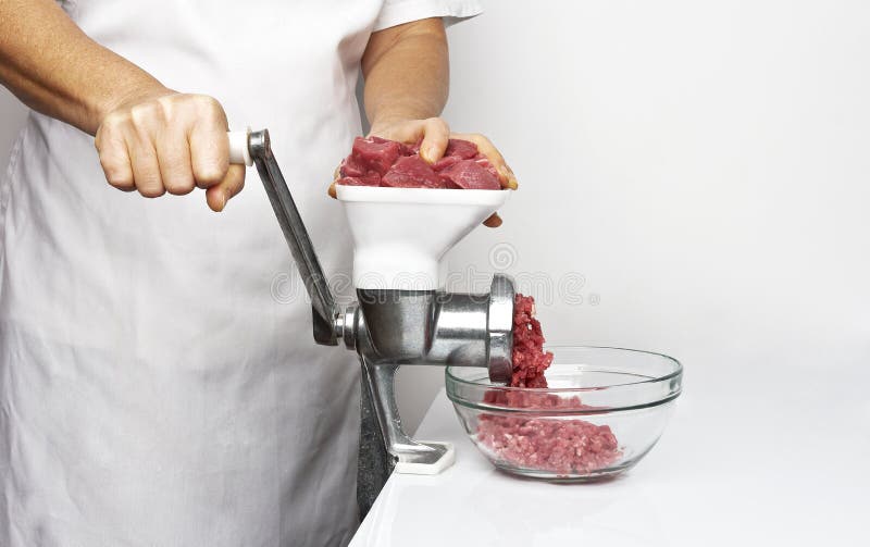 Getting Minced Using a Meat Grinder Stock Photo - Image of kitchen ...