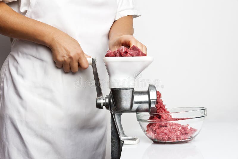 Getting Minced Using a Meat Grinder Stock Photo - Image of kitchen ...