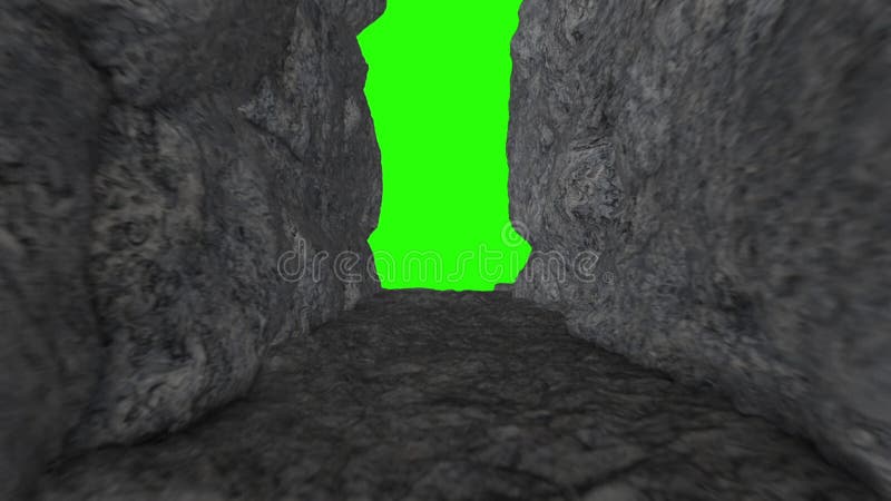 Getting Out of a Cave or a Chasm To a Green Screen Background Stock ...