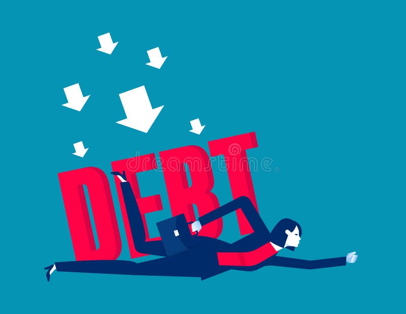 Getting Pressed by Debt. Business Cartoon Vector Illustration Stock ...