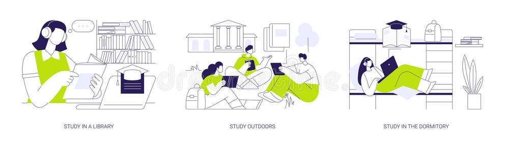 Getting Ready for Classes Isolated Cartoon Vector Illustrations Se ...