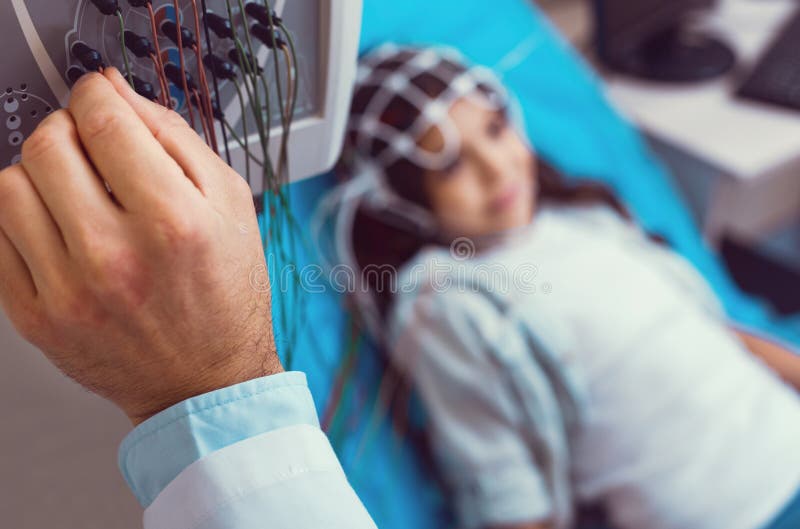 Close Up of Male Doctor Adjusting Electroencephalograph Stock Image ...