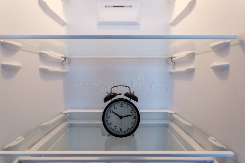 Getting Ready for the Summer, the Clock in the Empty Fridge. Weight ...