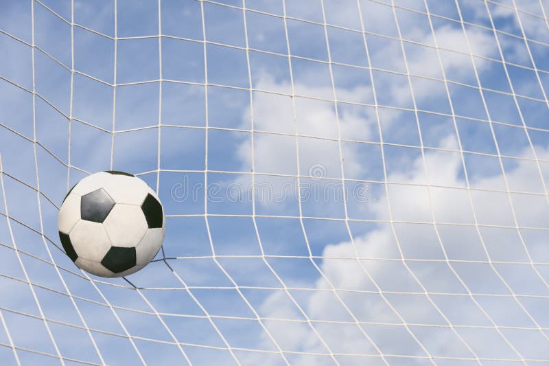 Getting Soccer Ball into the Goal Net. a Goal in the Goal. Copy Space ...