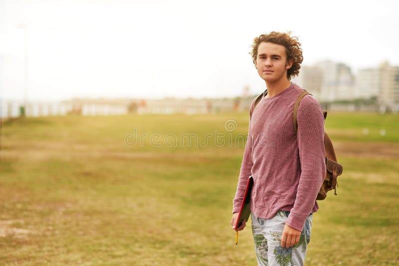 Getting Some Fresh Air. Portrait of a Young Man Standing Outside in a ...