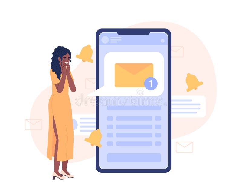 Getting Text Message on Mobile Phone Flat Concept Vector Spot ...