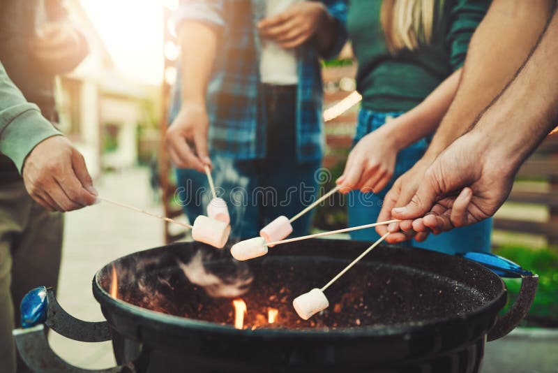 Getting Things Warmed Up a Bit. a Group Unrecognizable Friends Holding ...